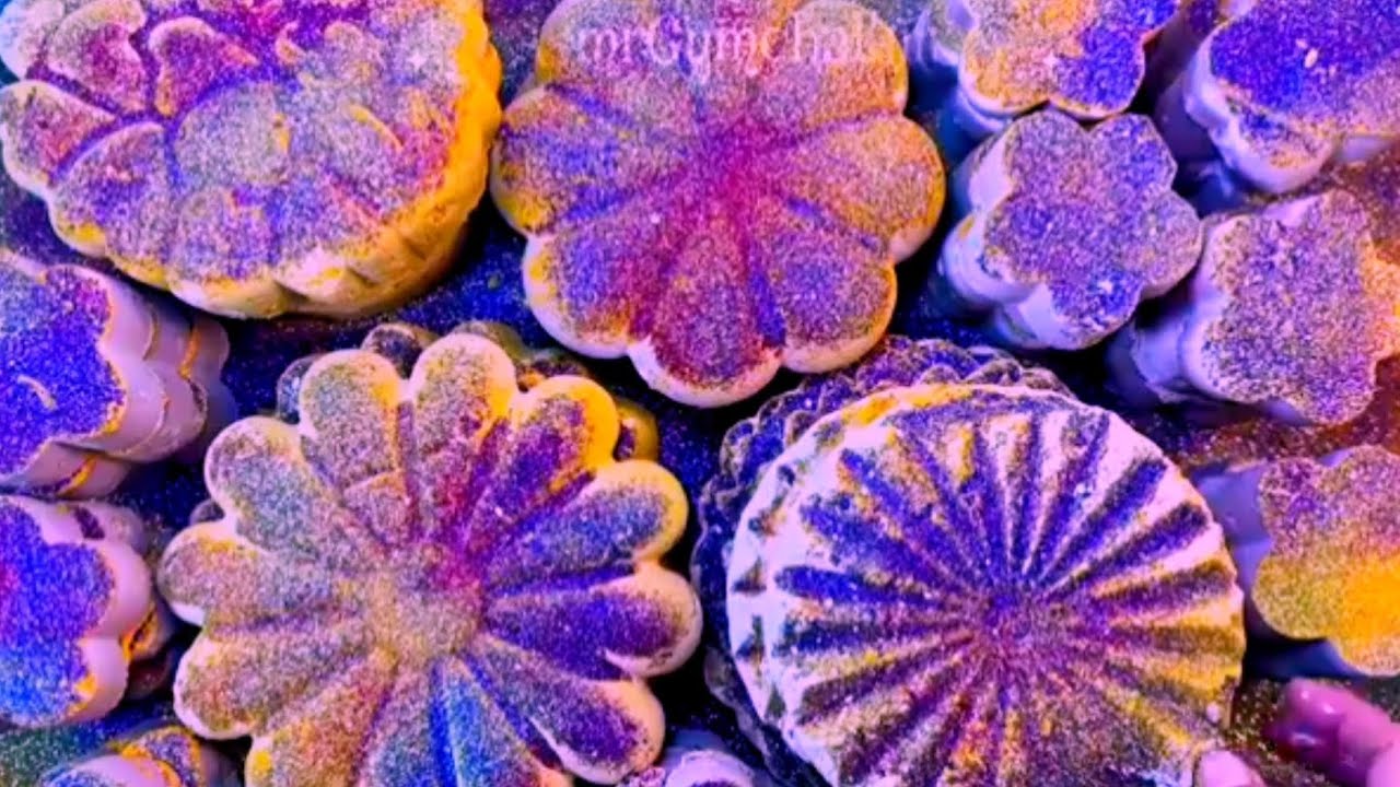 Homemade silky sandy chalk crush 💙🧡💜 @ASMRgymchalkIndonesia #gymchalk # ...