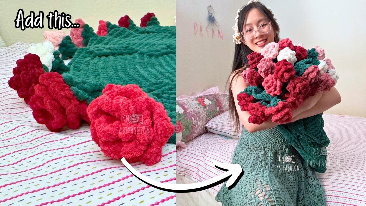 How to Crochet Roses to a Blanket | Rose Border Crochet Tutorial | # ...
