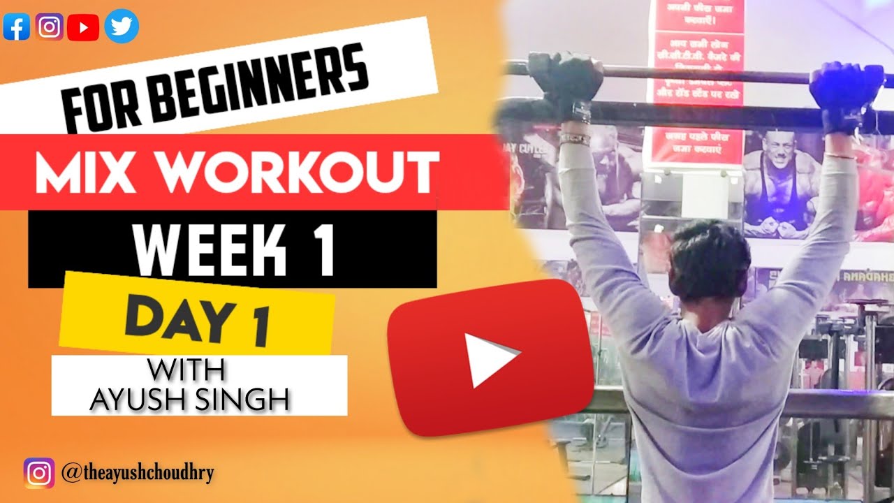 MIX WORKOUT AT GYM FOR BEGINNERS | FIRST DAY GYM ME KYA KRE COMPLETE ...