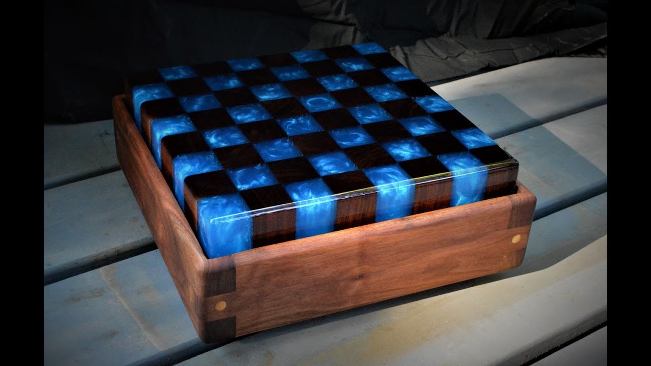 Walnut and Epoxy Resin Chess Board - YouTube