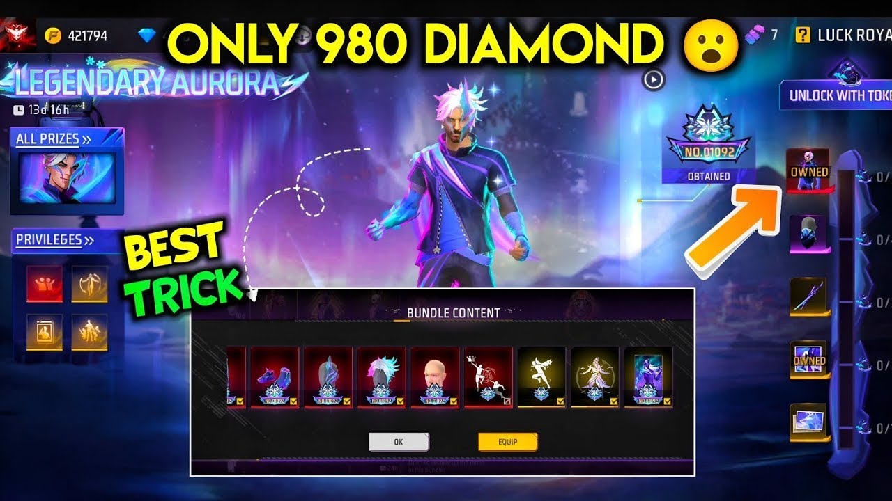 NEW LEGENDARY AURORA BUNDLE EVENT FREE FIRE | NEW TOKEN TOWER EVENT ...