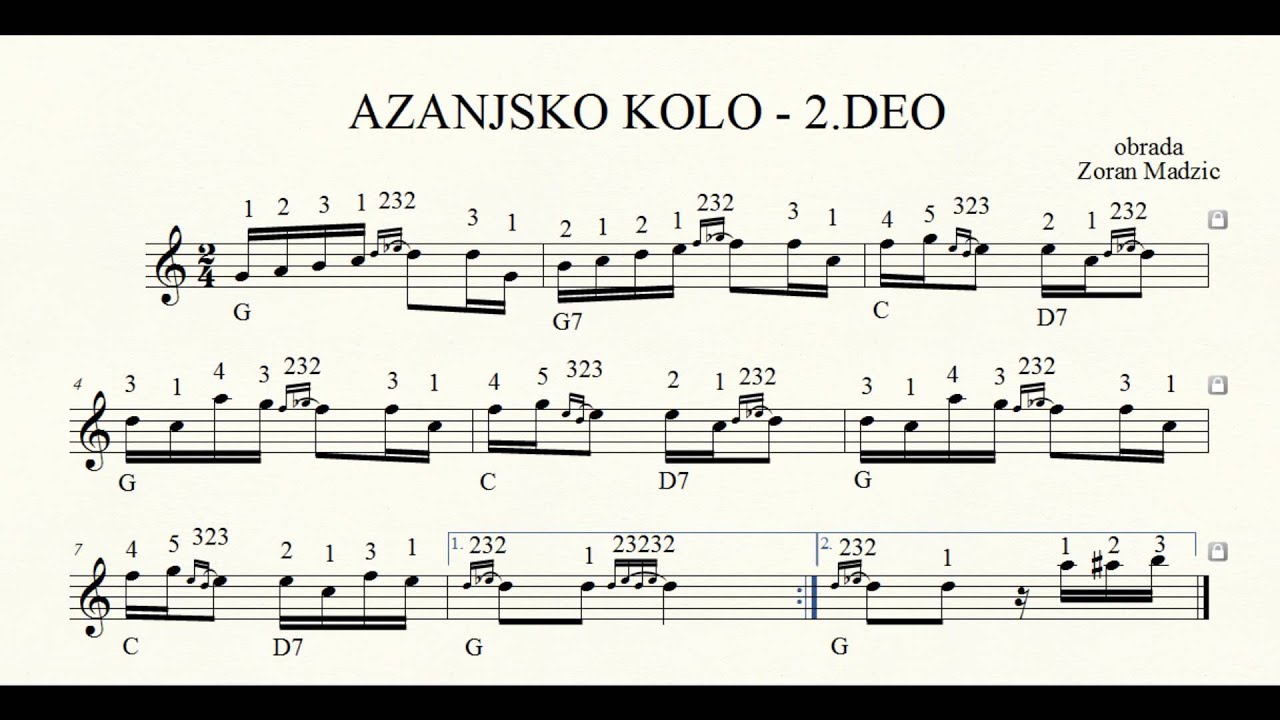 Azanjsko kolo - note za harmoniku (zapis Zoran Madzic) - YouTube