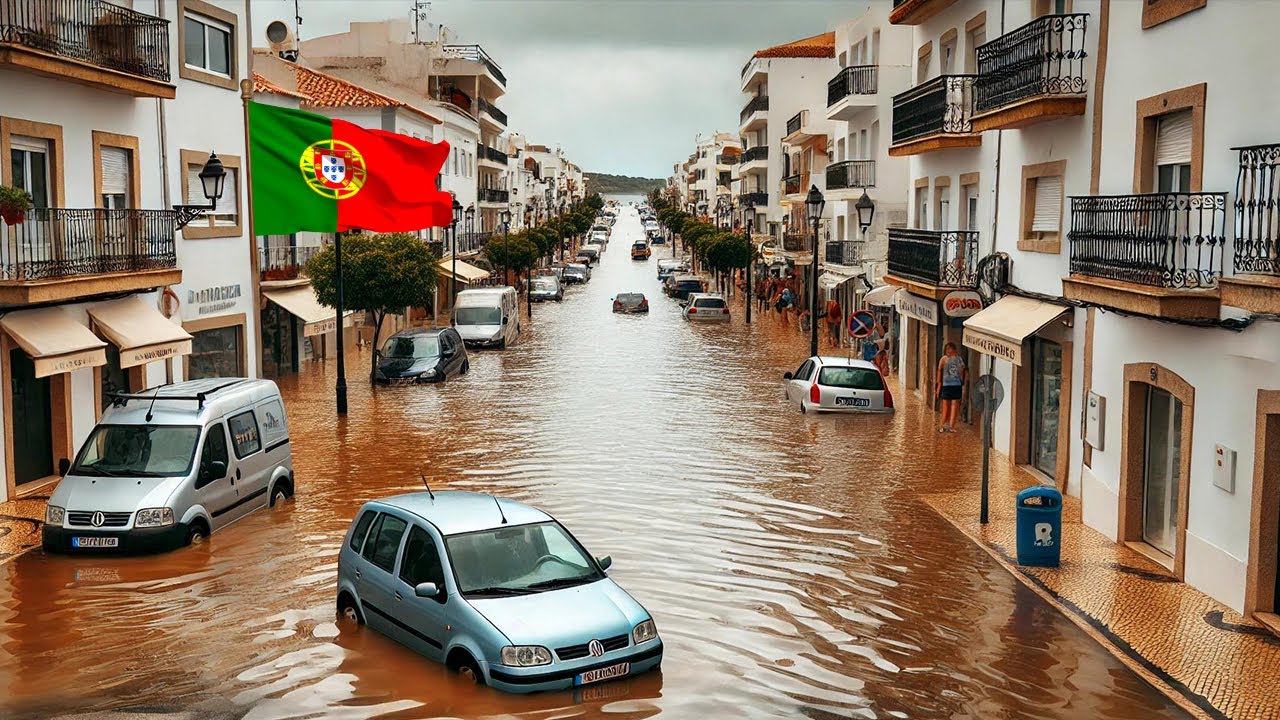 Portugal Now ! Albufeira Streets Flooded by Heavy Rain in Algarve Today ...