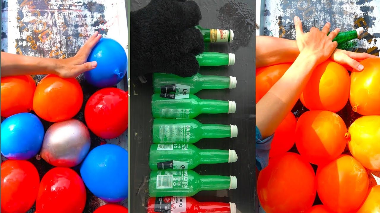 Breaking Glass Bottle 🍾 Crushing Crunchy And The Soft things - YouTube