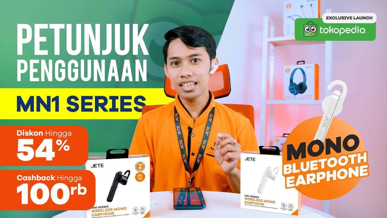 Unboxing & Petunjuk Penggunaan Mono Earphone Bluetooth JETE MN1 Series ...