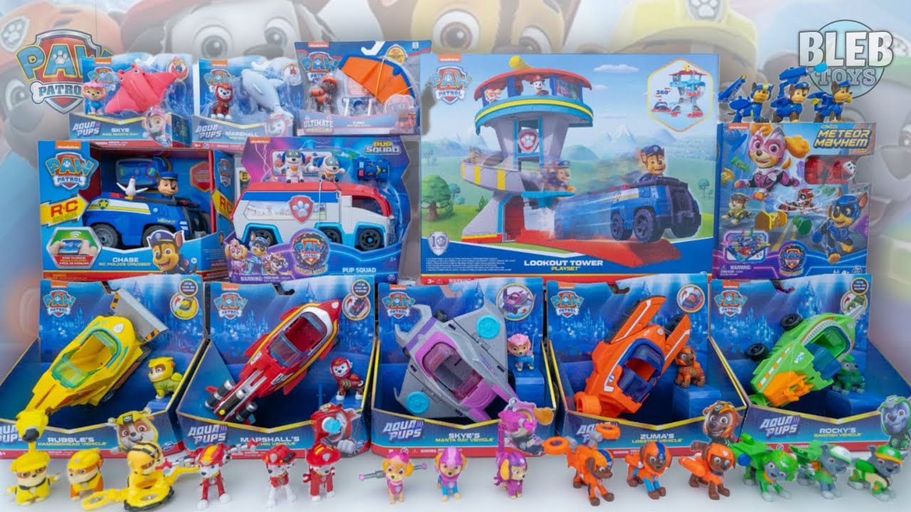 Paw Patrol toy Collection and Lookout Tower and Aqua Pups toy unboxing ...