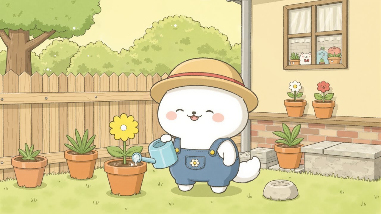 Chill Gardening Animation 🌼🌞 Cozy Morning with Adorable Cat ~ Chill ...
