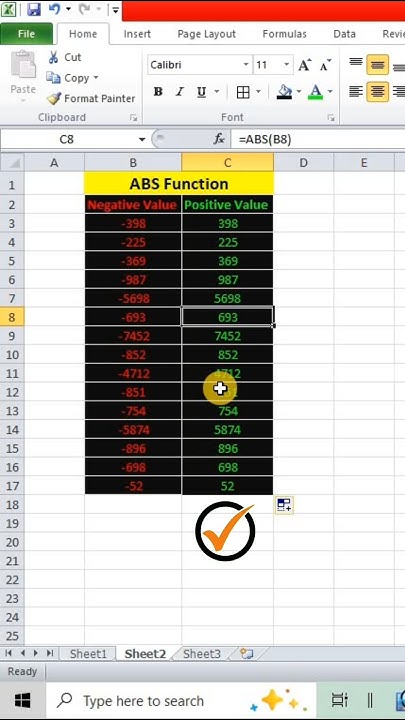 abs function in excel 😊 #excel #youtube #exceltricks #exceltips #excelformula #shorts #ytshorts ...