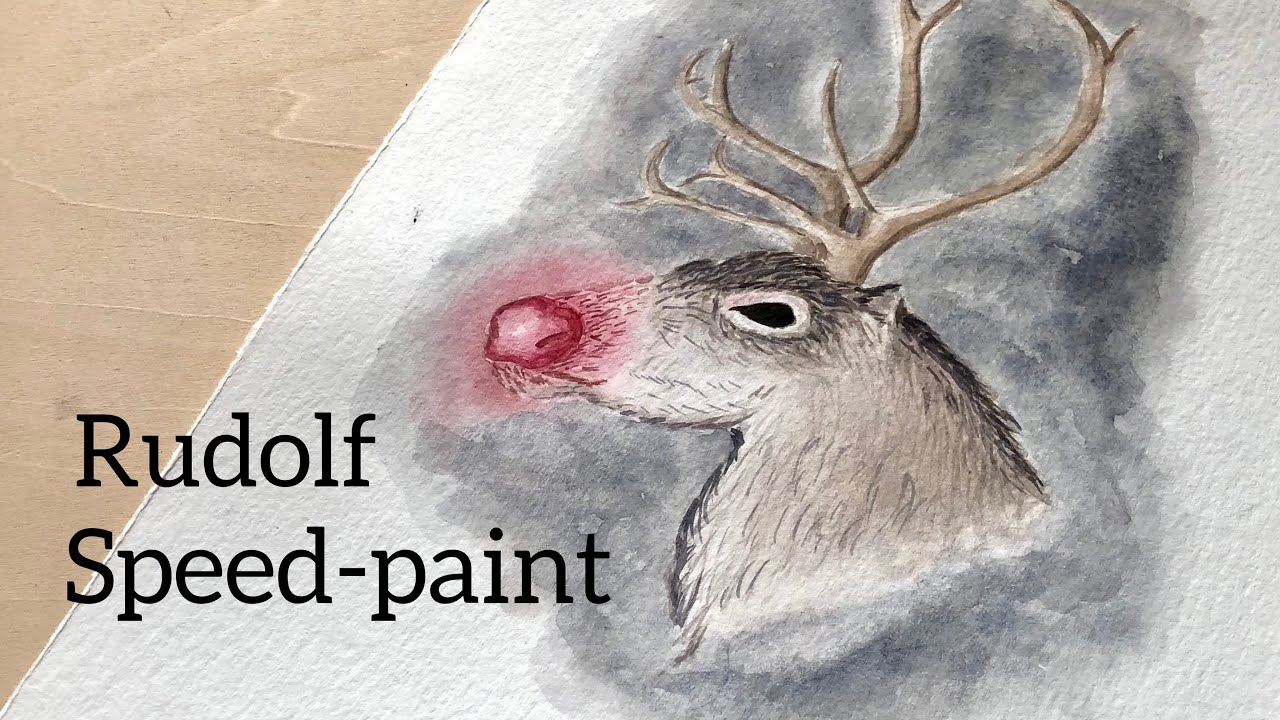 Realistic Rudolph Painting | Watercolor Timelapse - YouTube