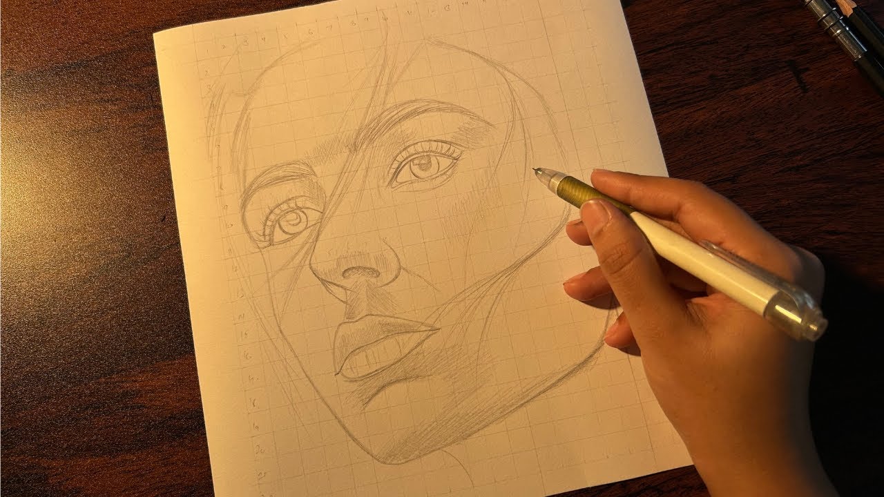 Drawing outline using grid method.how to draw outline-outline drawing ...
