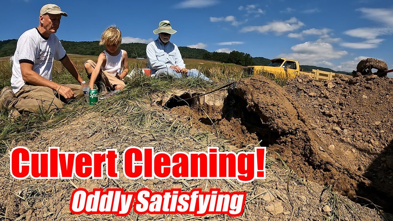Cleaning our Culvert with a Tire - YouTube