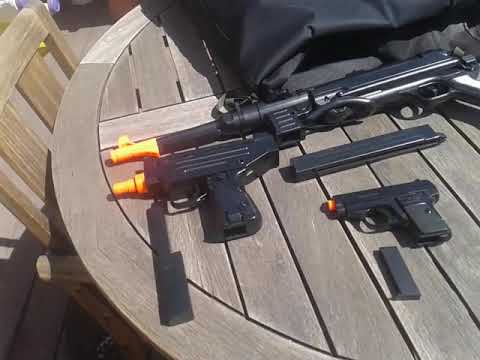 airsoft review all Double Eagle Gun m33, pocket pistol,m40. - YouTube