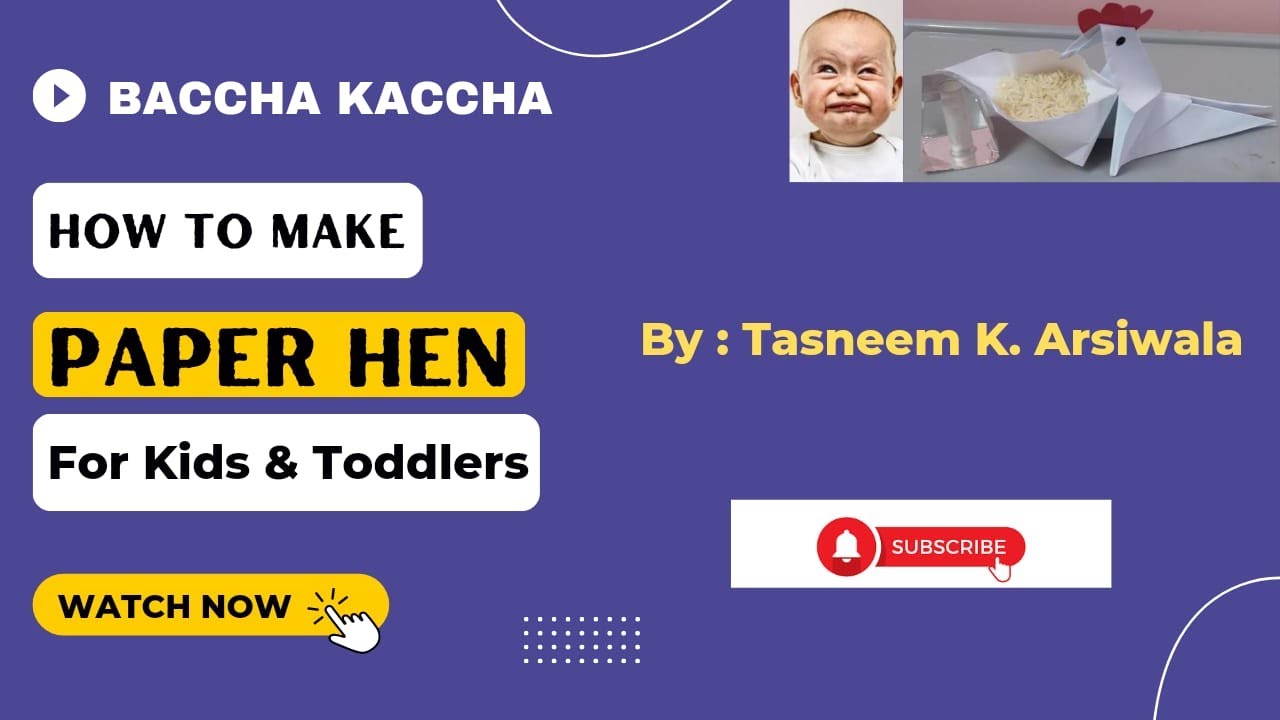 How to make PAPER HEN | Paper Origami | Baccha Kaccha | Kids & Toddlers ...