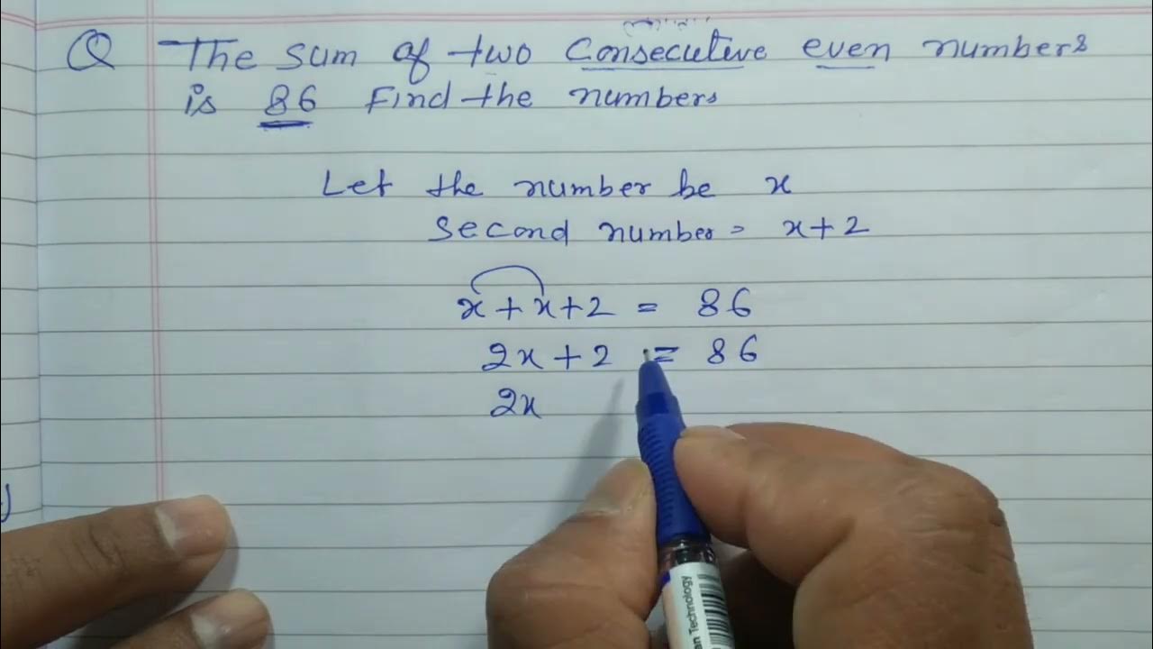 The sum of two Consecutive even numbers is 86 .Find the numbers - YouTube