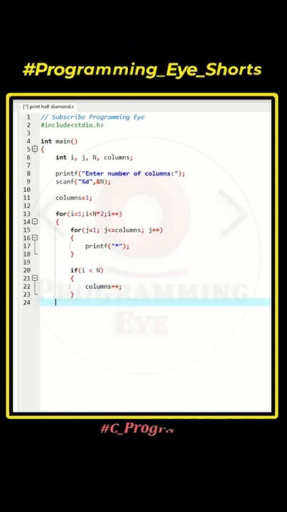 Print Half Diamond Pattern in C Programming | #shorts - YouTube