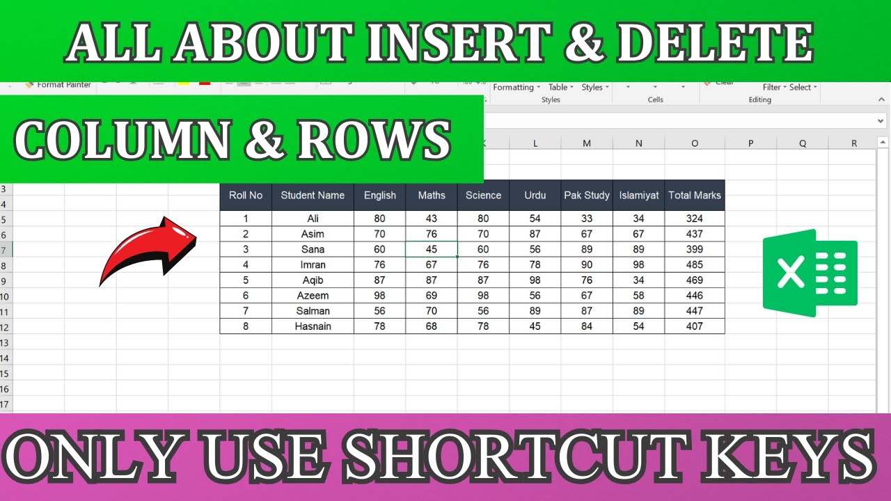 Insert & Delete Rows/Columns in Excel Using Only Shortcut Keys! - YouTube