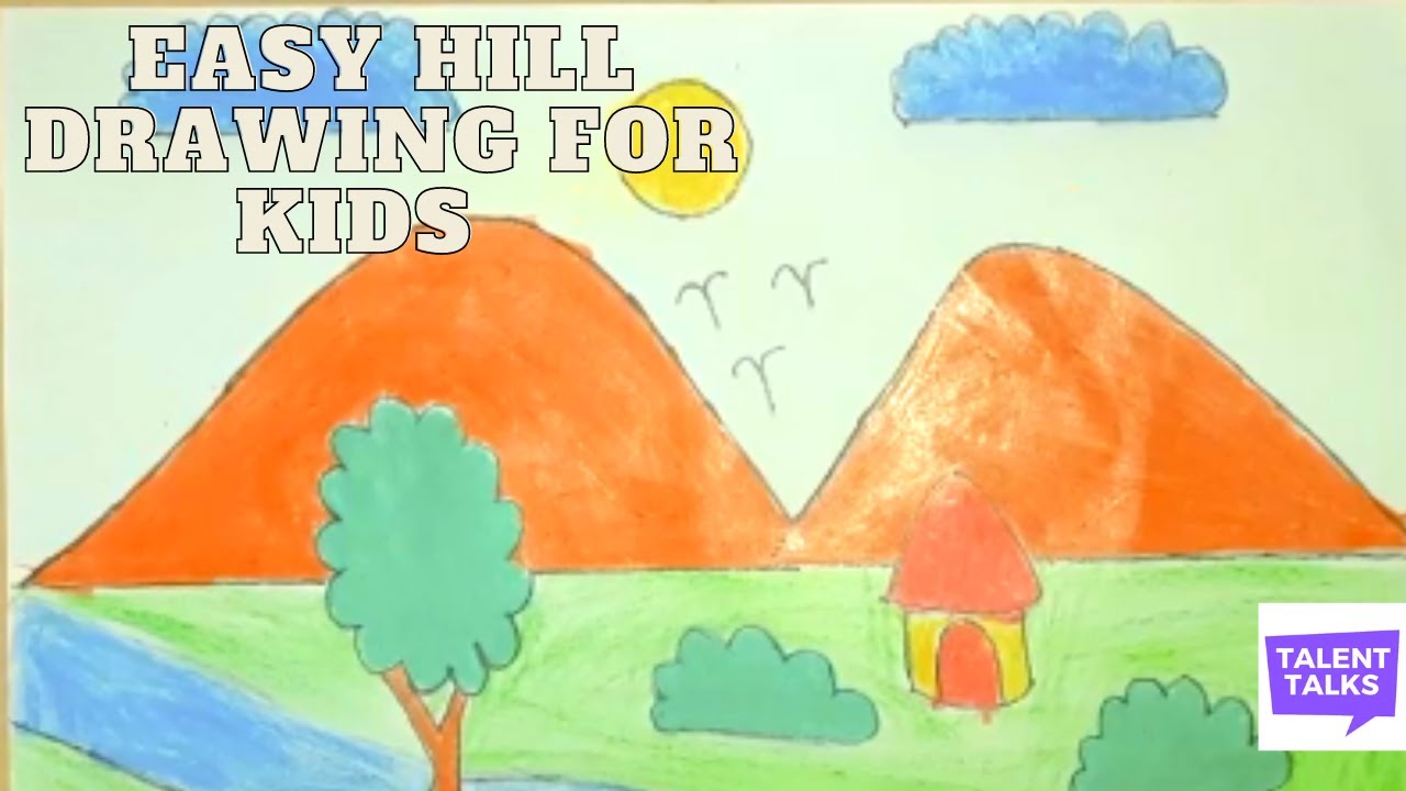 Easy Hill Drawing for Kids | Easy art for kids | nature drawing ...