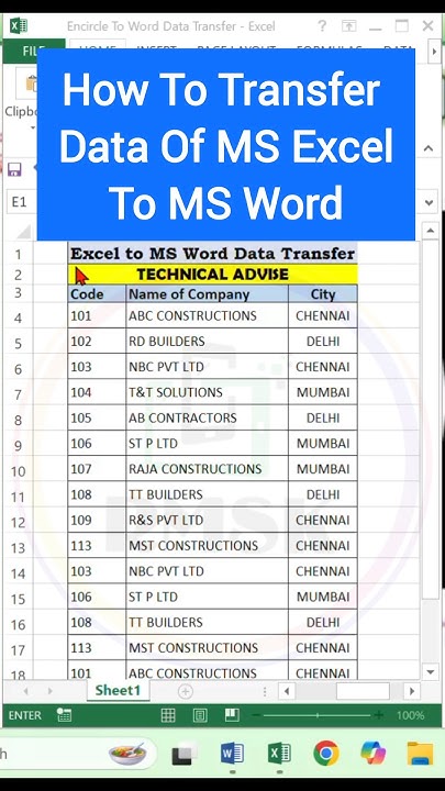 Transfer Excel Data To Word - YouTube