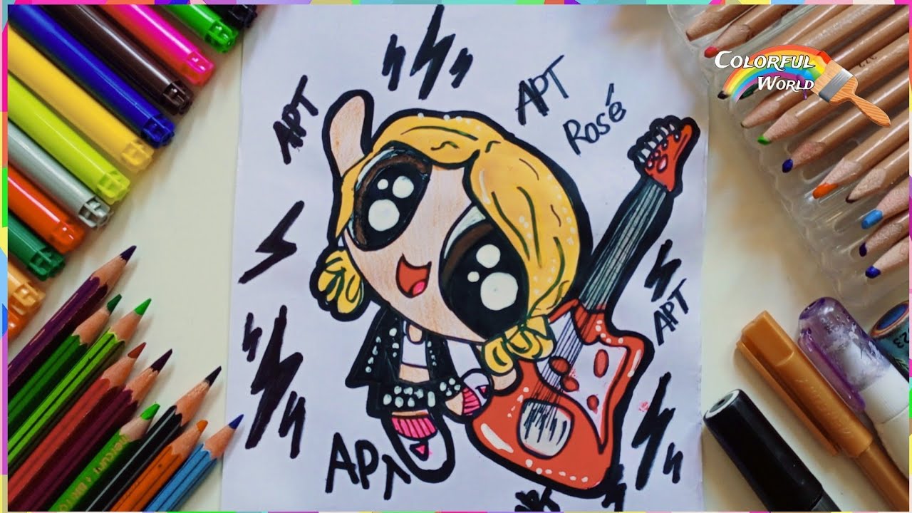 Draw Cute APT ROSE' X Powerpuff girl Painting,Drawing for kids Step by ...