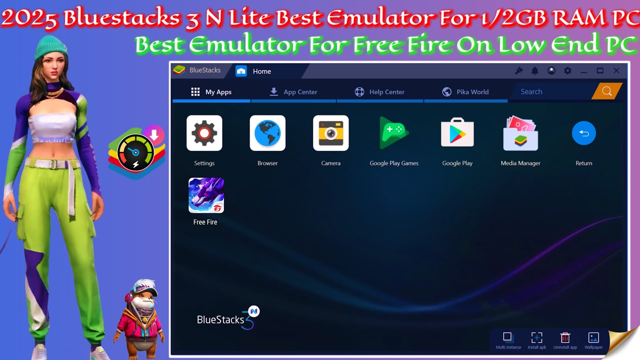 (2025) Bluestack 3N New Best Version For Free Fire 1GB & 2GB RAM | Best ...