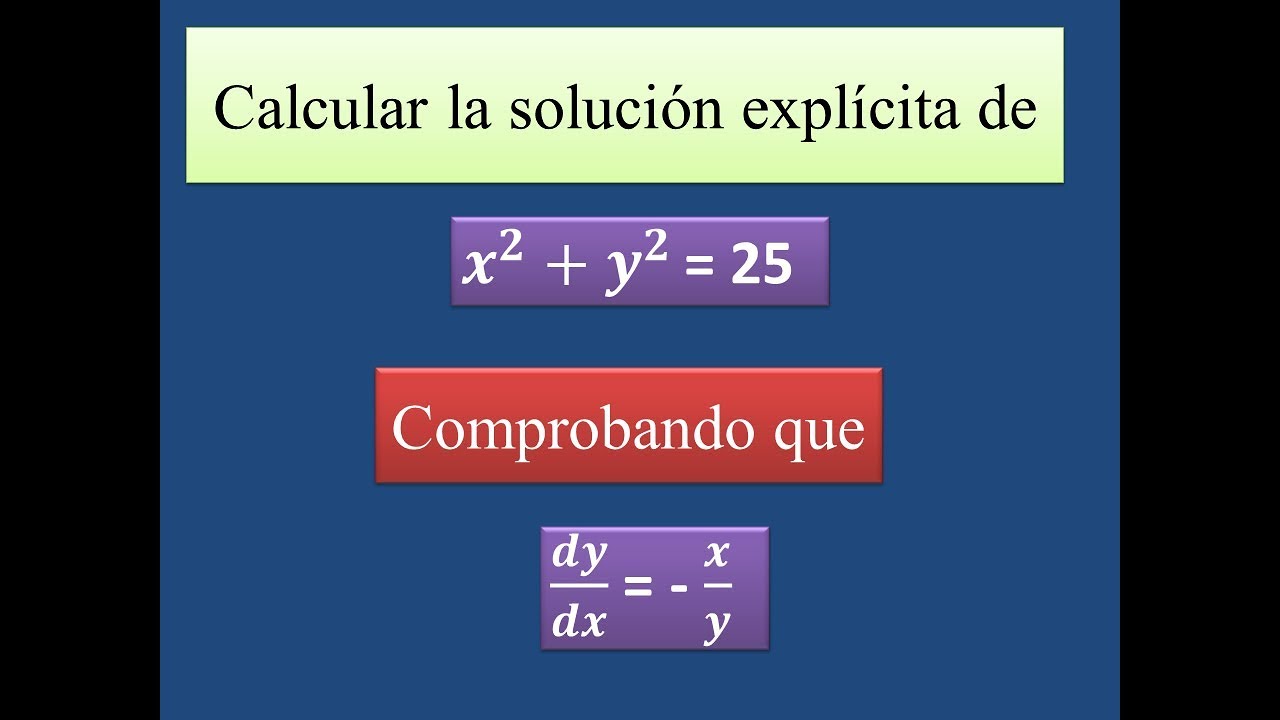 Ejercicio Solución Explícita y Comprobación de una ecuación Diferencial ...