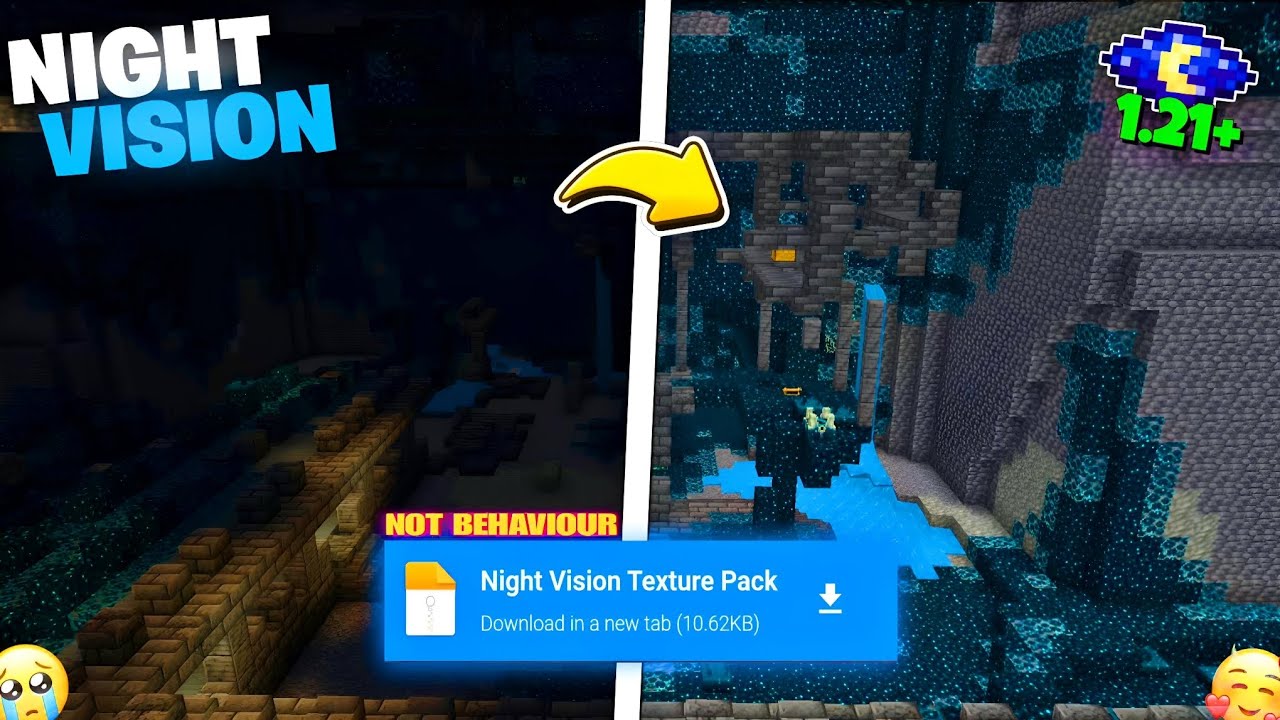 Minecraft Night Vision Mod Download 🌿 | Full Bright Mod Mcpe 1.21+ | # ...