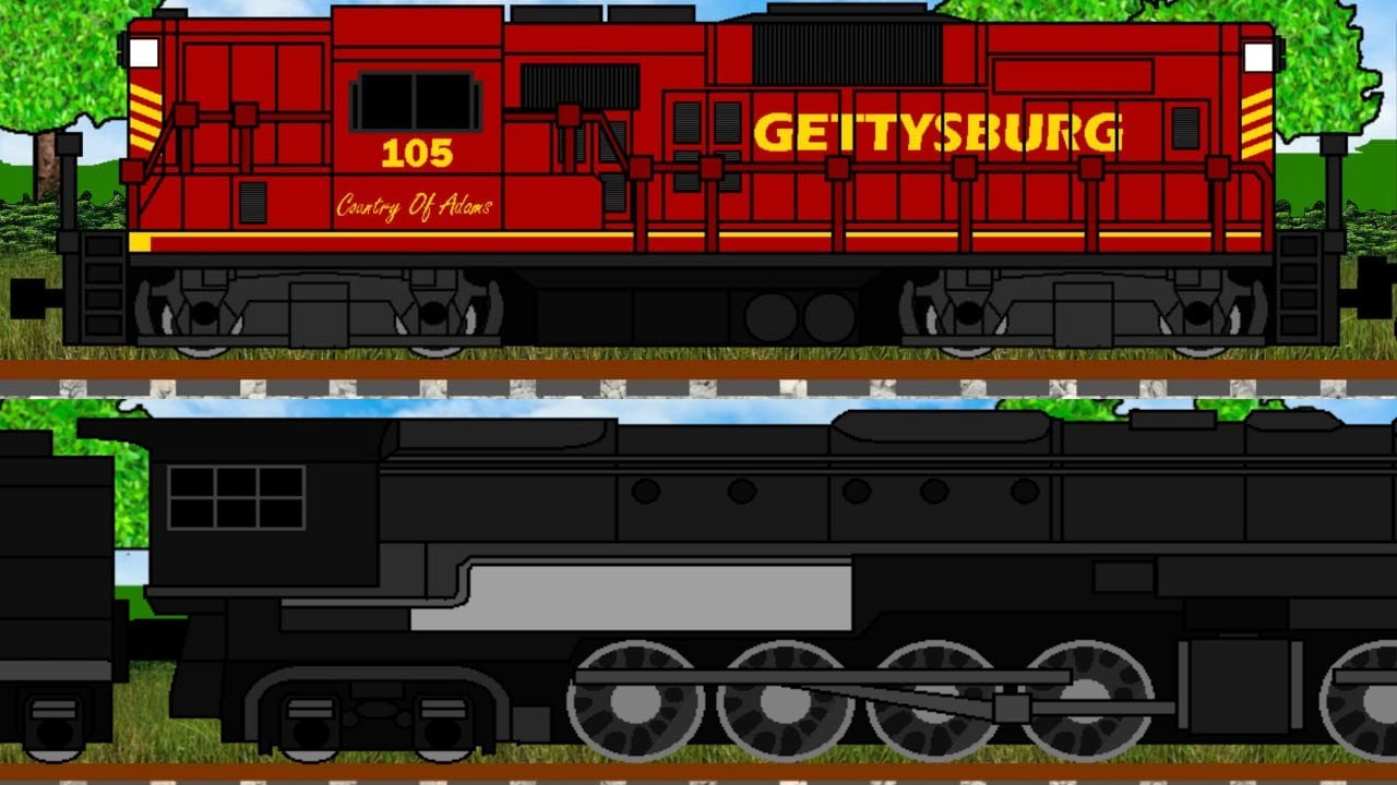 EMD GP9 Diesel Train Gettysburg Livery And Big Boy Steam Train (Train ...