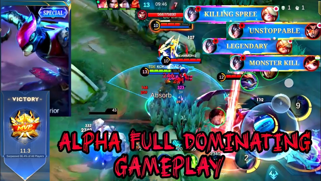 ALPHA FULL DOMINATING GAMEPLAY MVP | KOKUM DADA | MOBILE LEGEND BANG ...