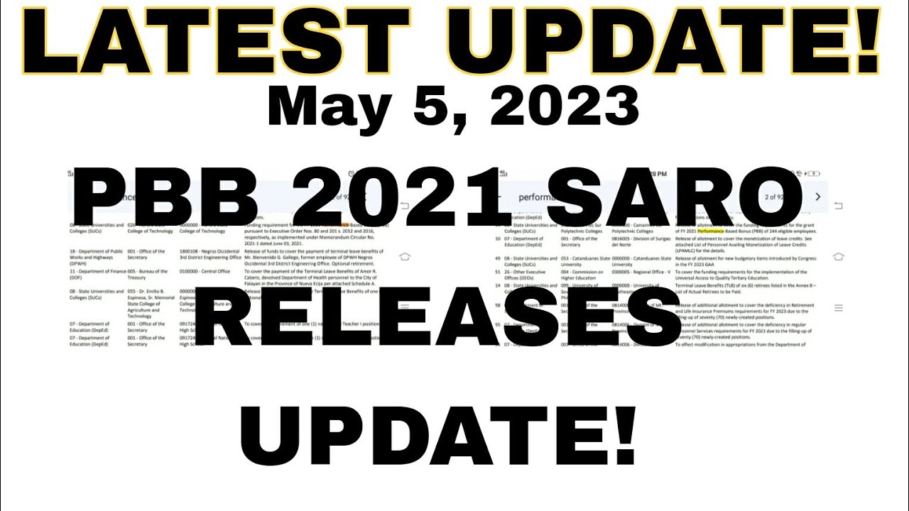 PBB 2021 SARO RELEASES UPDATE AS OF TODAY May 5, 2023. - YouTube