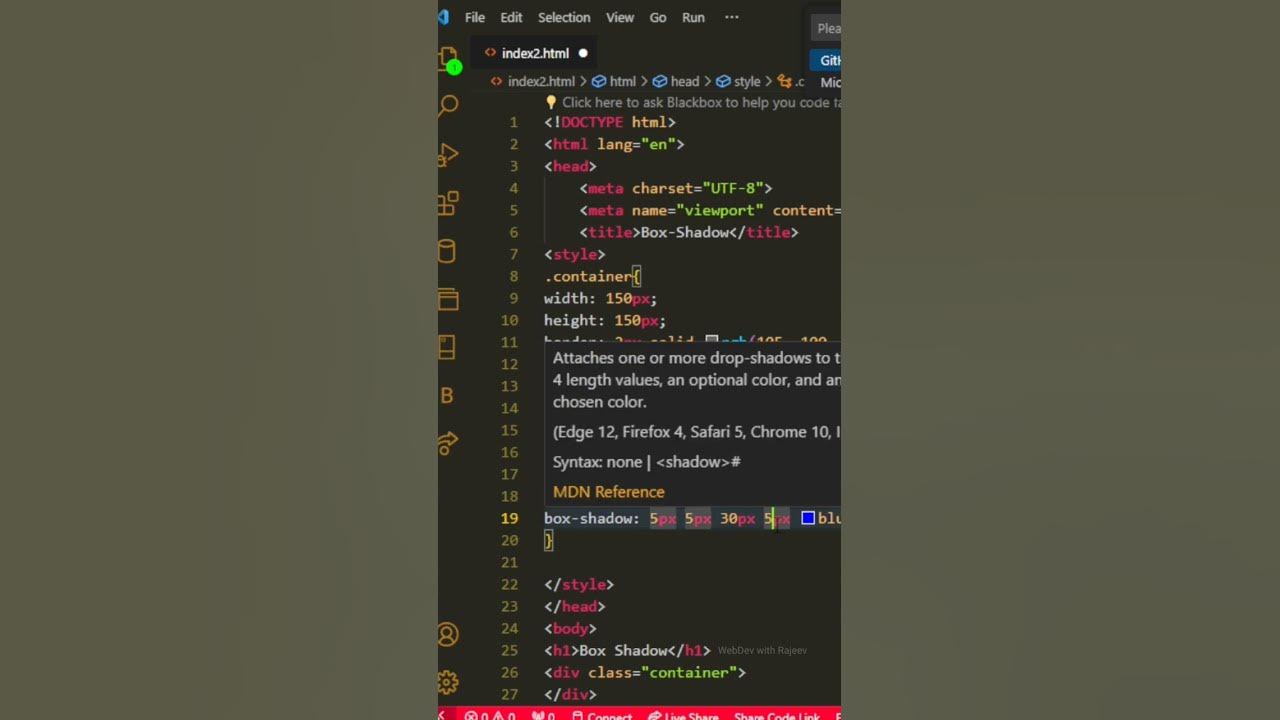 Box Shadow In Css Css Property Html Css Javascript Webdevwithrajeev Coding Youtube 6011