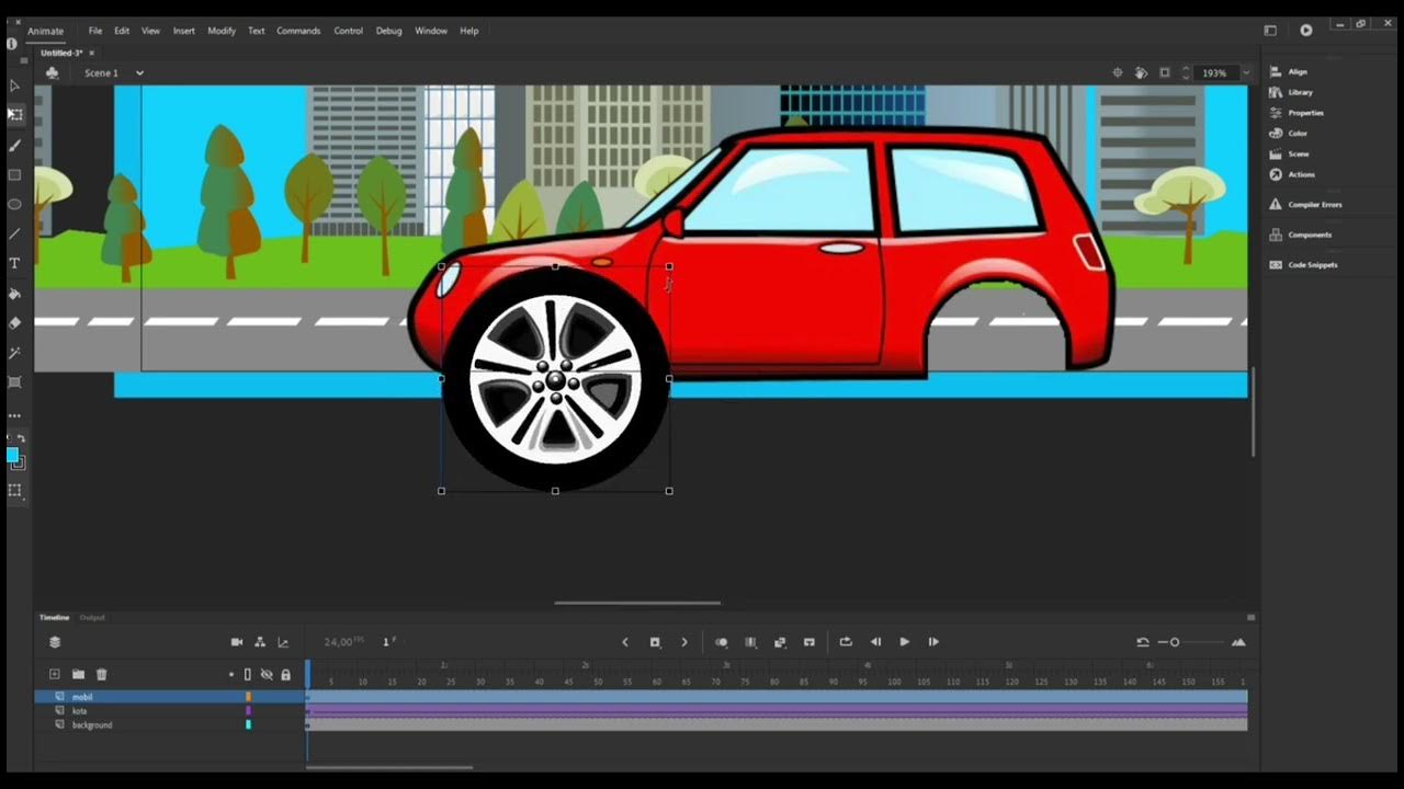 Membuat Animasi Mobil Bergerak dengan Adobe Animate - YouTube