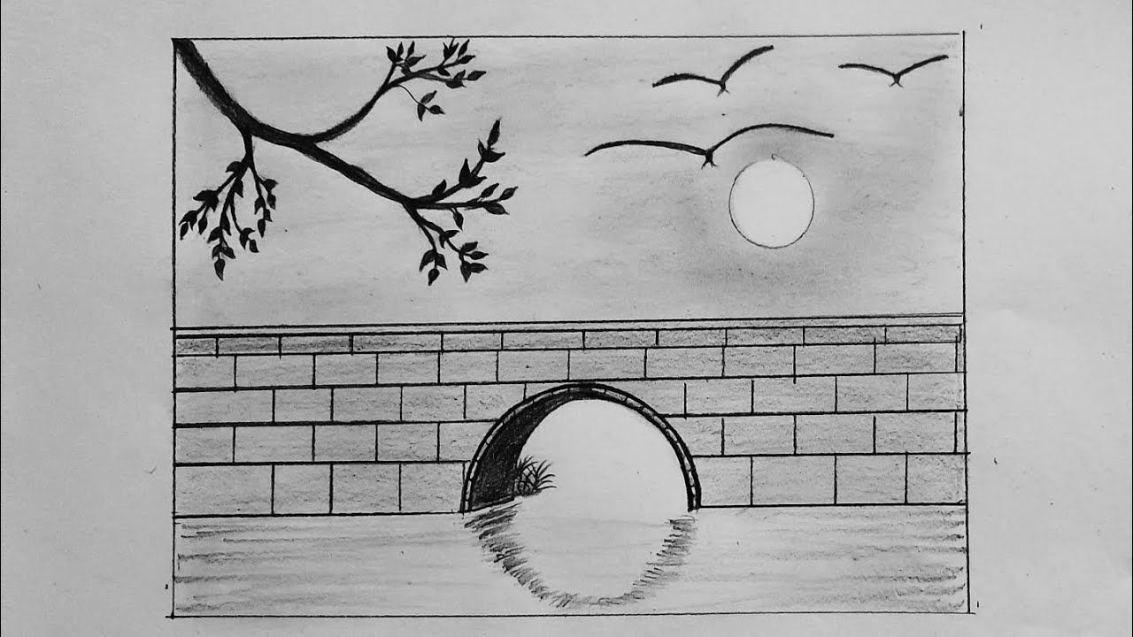 painting # 56 Drawing an Old Bridge on the River | Stunning Artwork ...