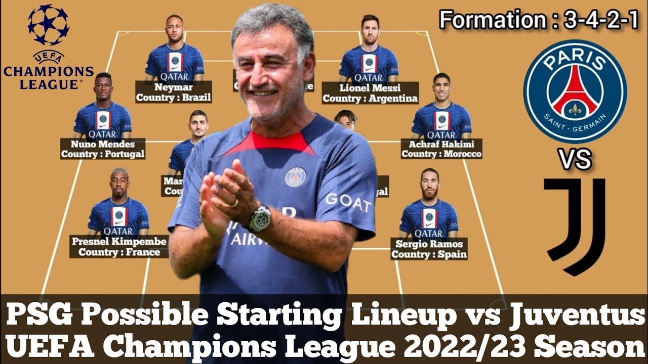 PSG Possible Starting Lineup vs Juventus UEFA Champions League 2022/23 ...