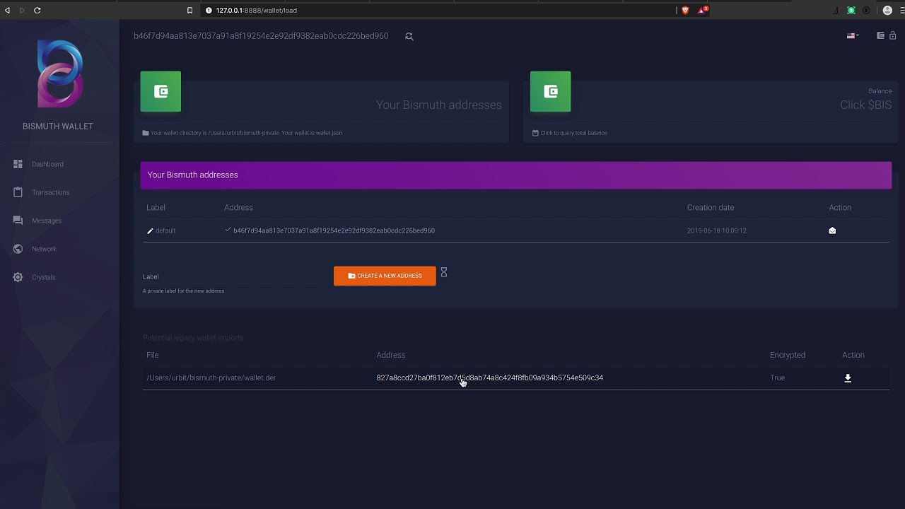 Import encrypted legacy wallet to Tornado Bismuth Wallet - YouTube