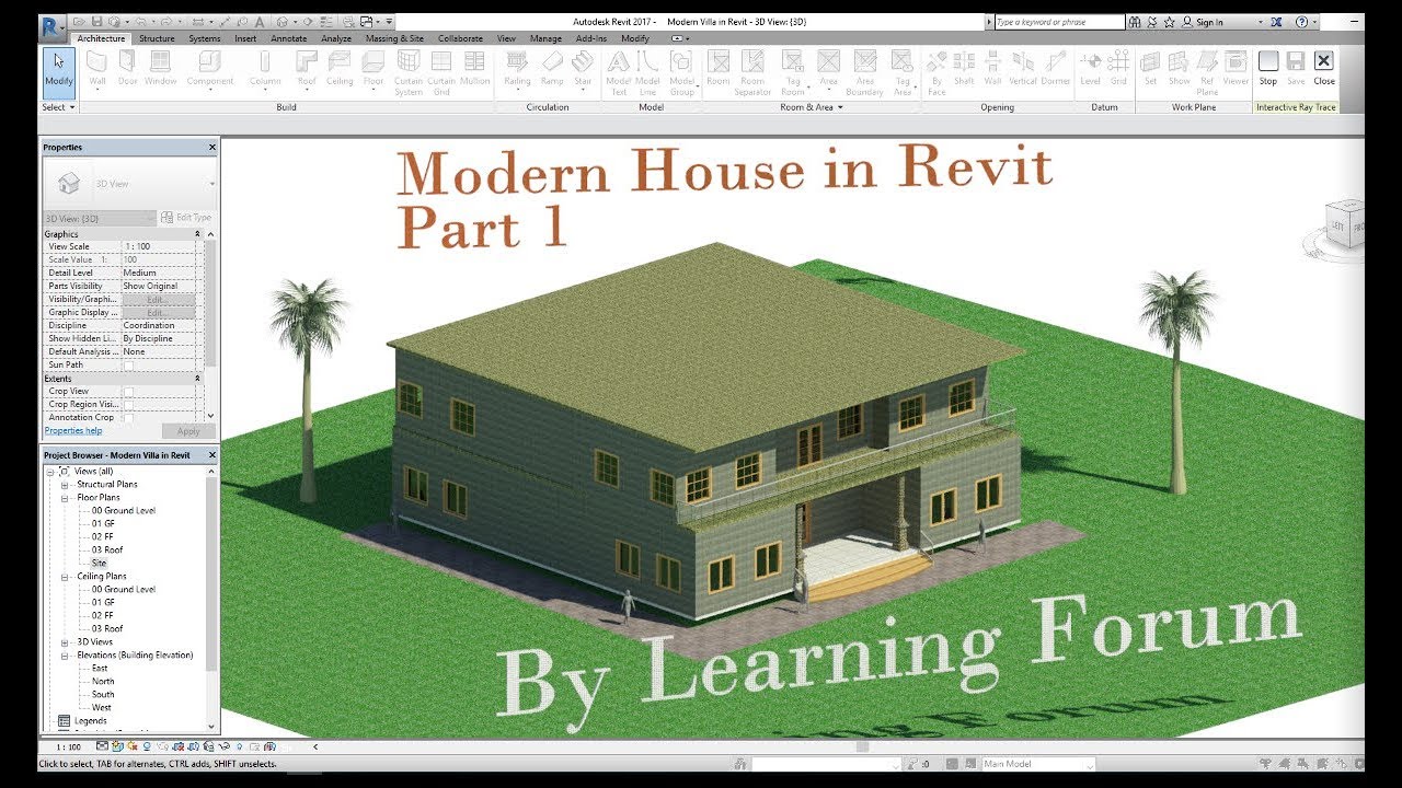 Modern House in Revit Part 1 - YouTube