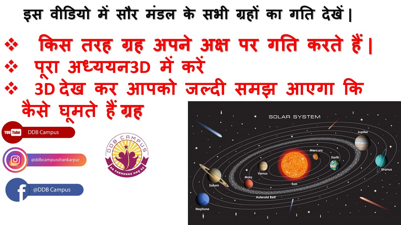 Solar System Video || 3D पूरा अध्ययन3D में करें || by DDB campus - YouTube