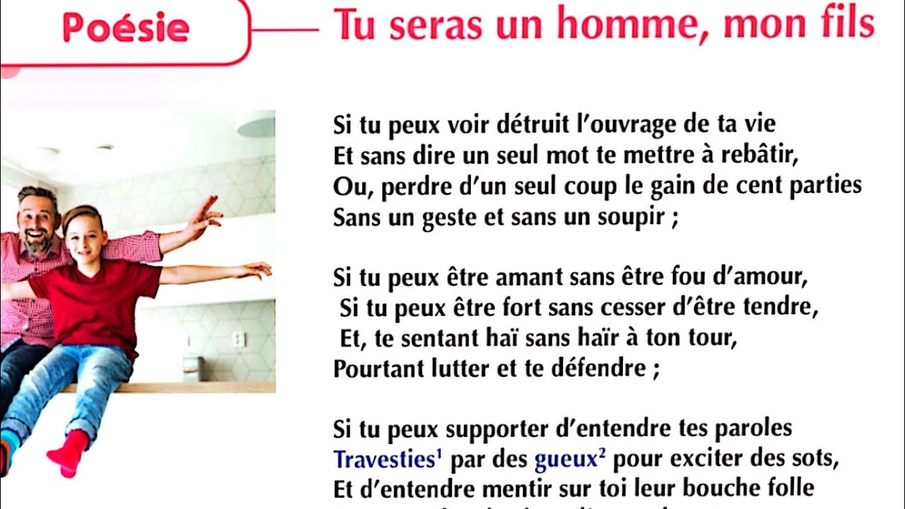 Tu seras un homme mon fils ( poésie ) le trésor des mots CM2 - YouTube
