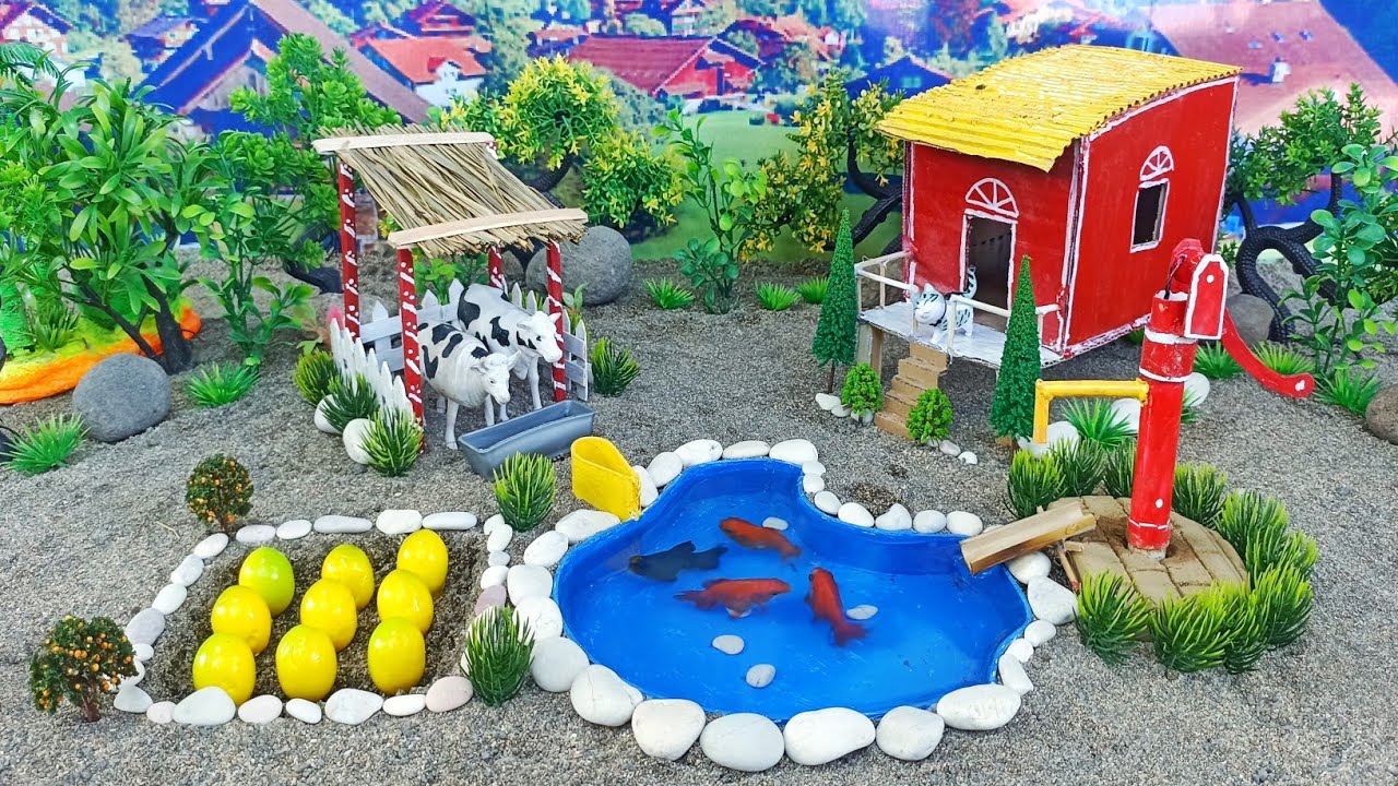 DIY Mini Farm Diorama With APPLE Lake and cow shed | How To Supply ...