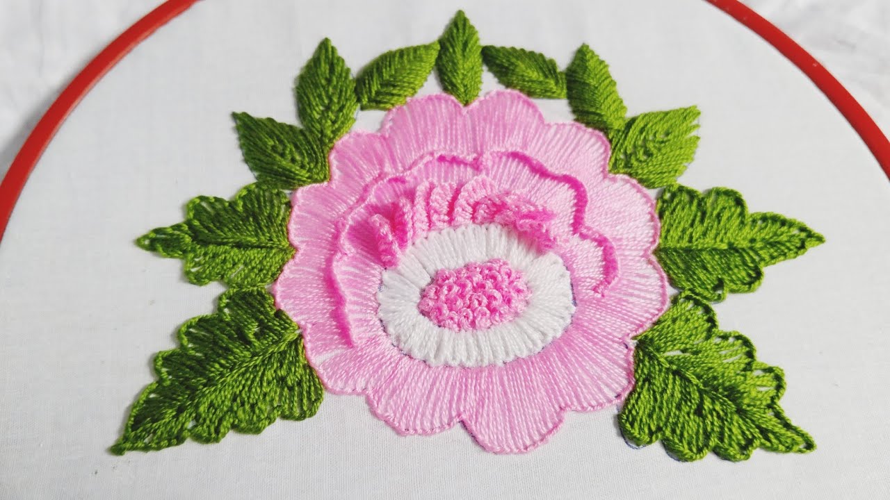 Flower embroidery for beginners /Flower embroidery tutorial - YouTube