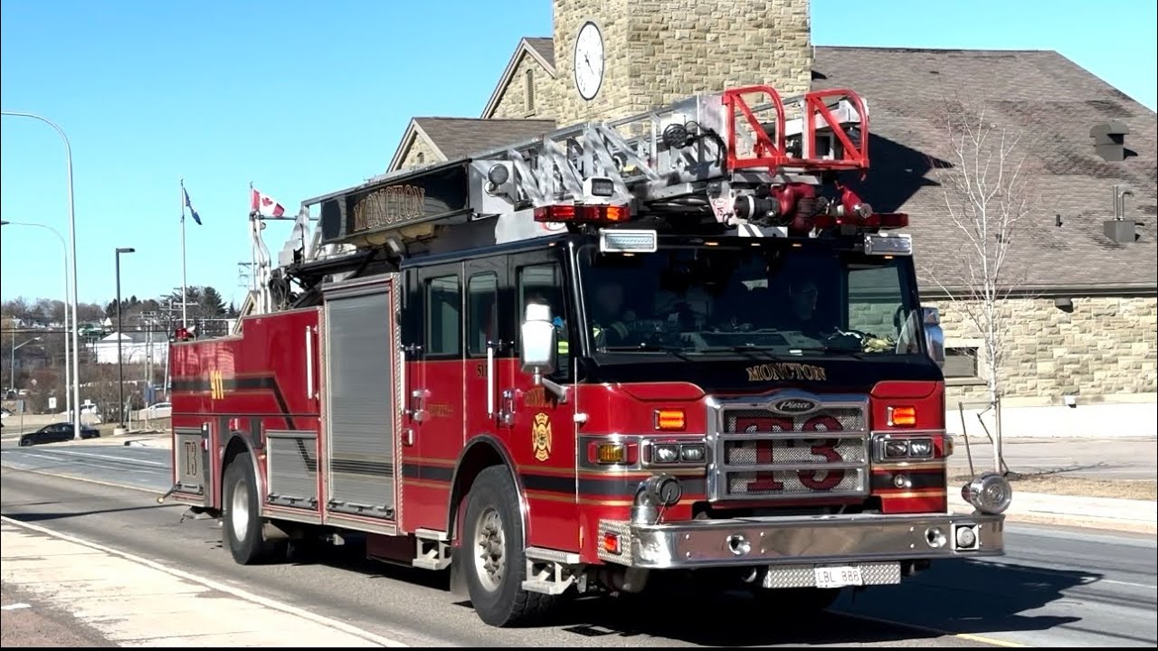 Moncton Fire Department Responding to a Commercial Fire Alarm - YouTube
