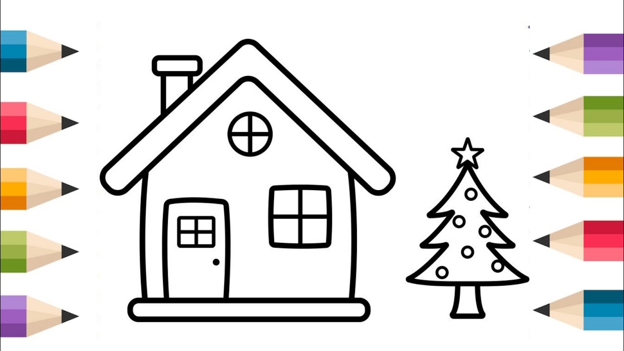 How To Draw cute House Drawing, Painting & Coloring For Kids and ...