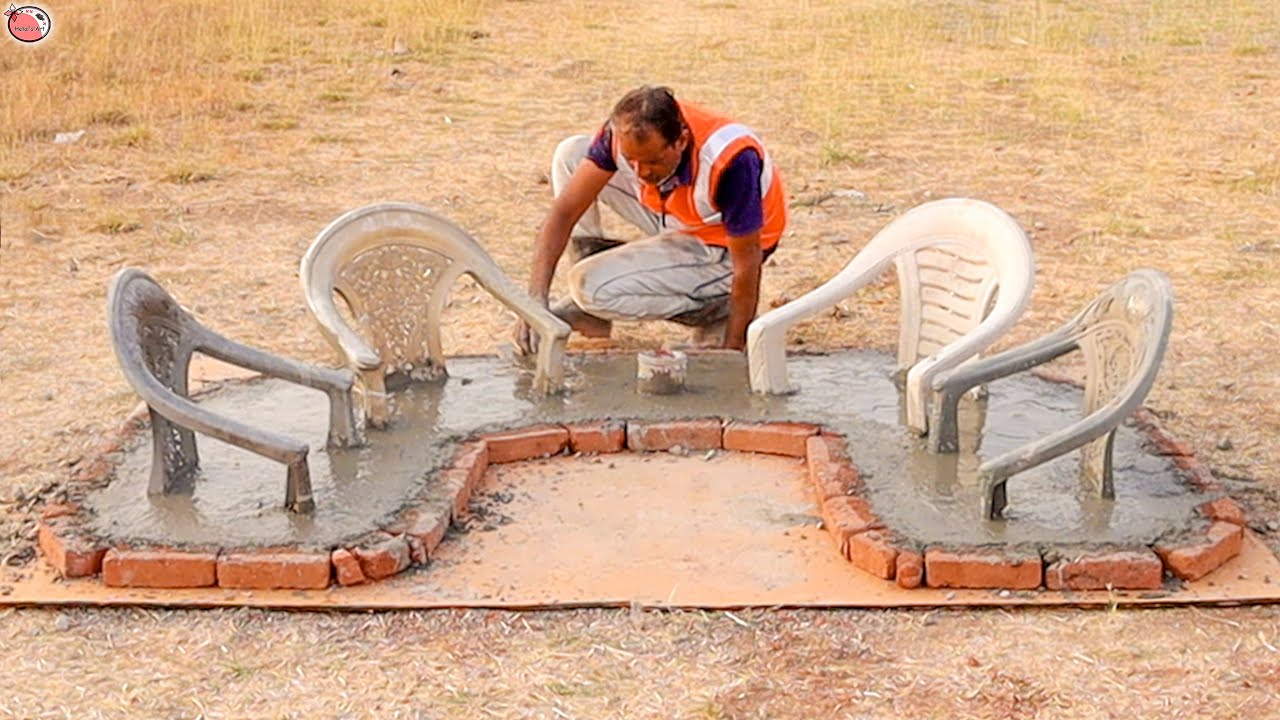 Old plastic chair - Cement hacks - YouTube