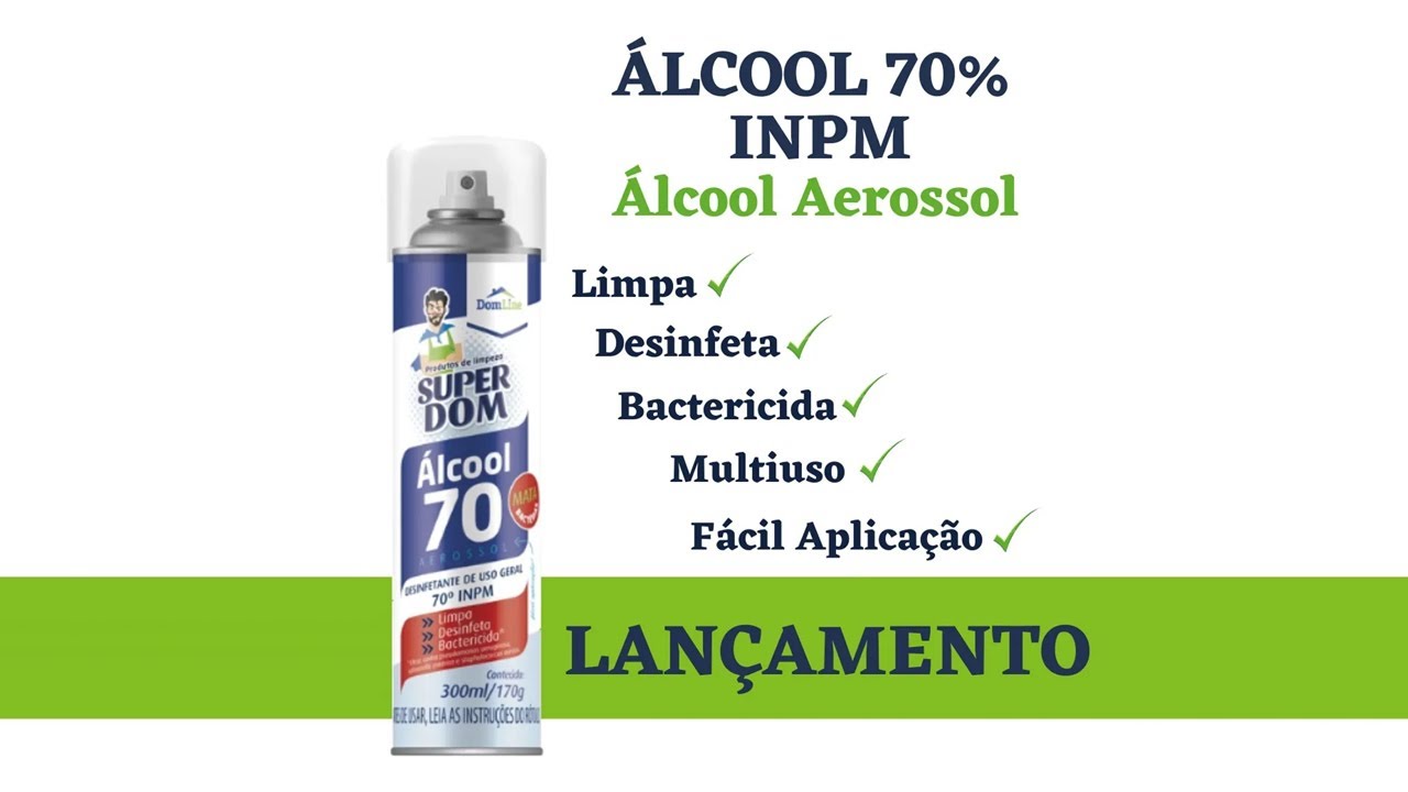 Alcool Aerossol Domline 300ml Limpeza Geral 70 Inpm Multiuso - YouTube