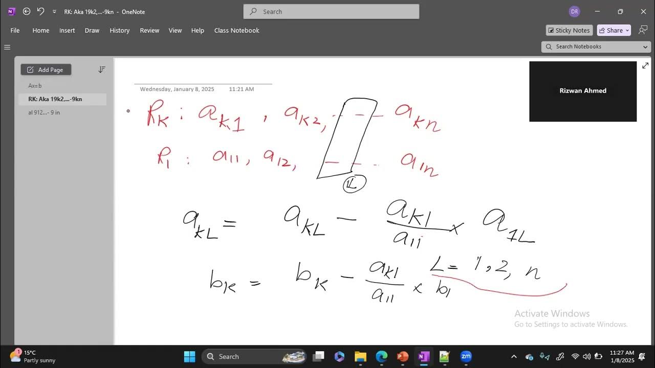 Algorithm for Gauss elimination and back-substitution - YouTube