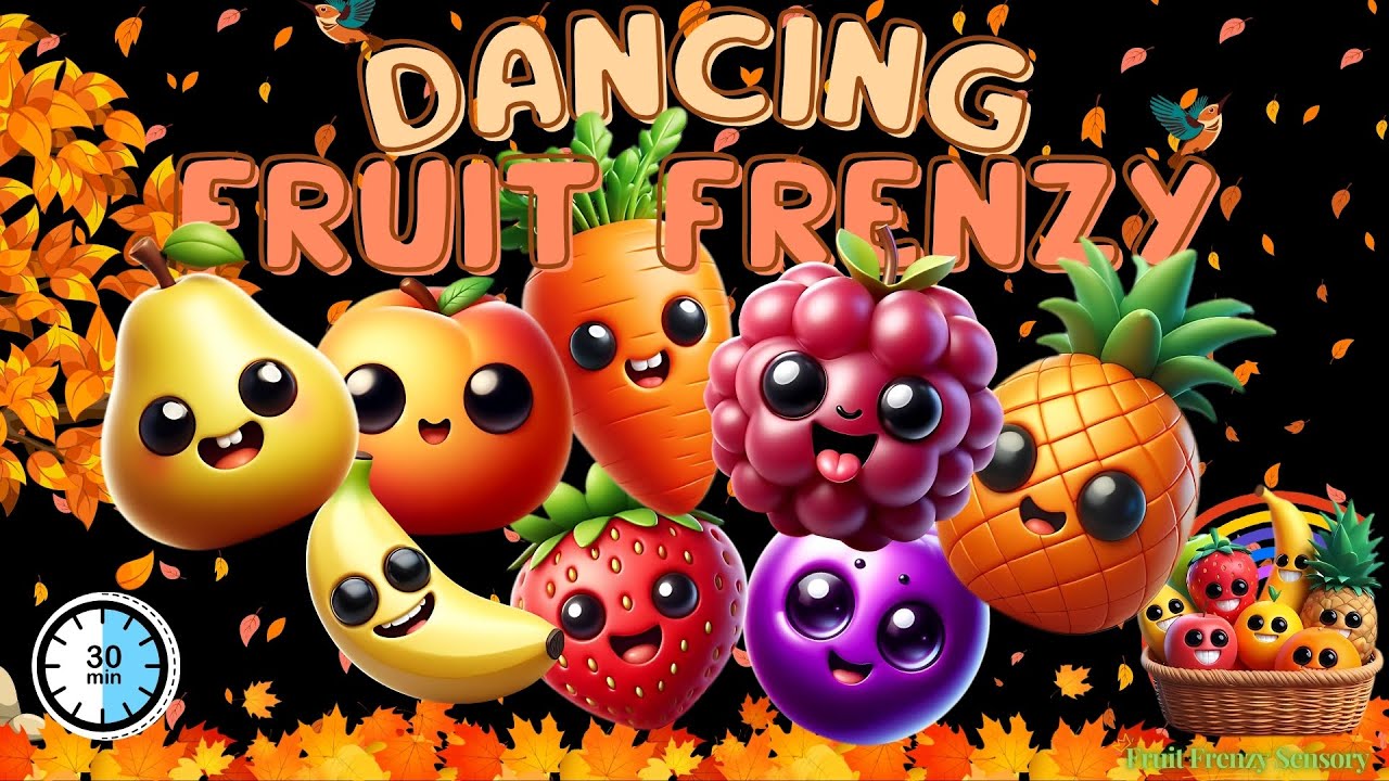 Dancing FRUIT FRENZY 🍂 FALL AUTUMN Baby Sensory Video | Relaxing ...