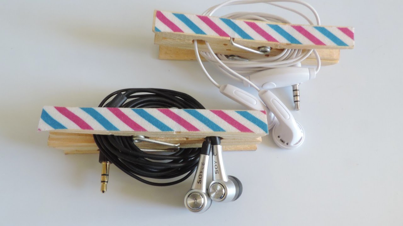 Porta cuffiette per smartphone con mollette - Tutorial - YouTube
