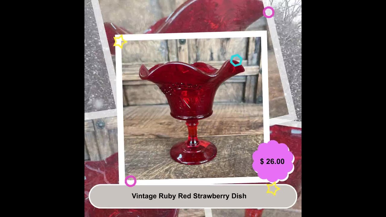 Vintage Ruby Red Strawberry Dish - YouTube