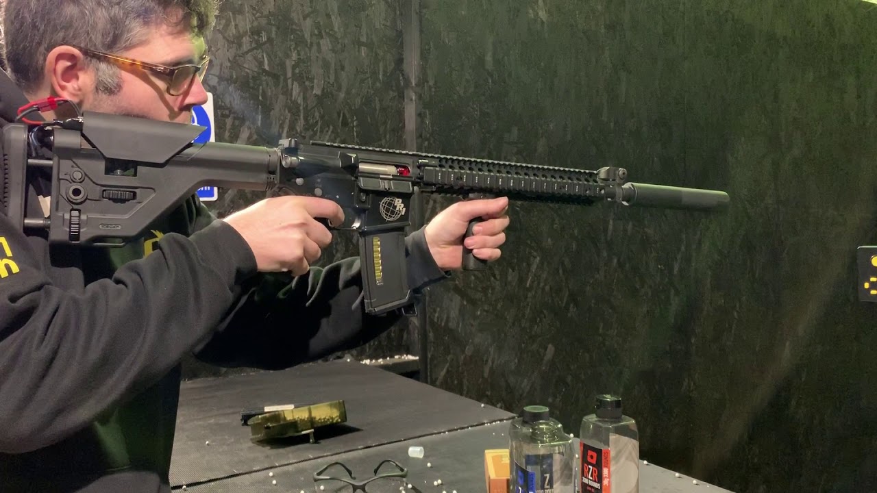 Workshop - Testing - Custom M4 AEG DMR at 387 FPS - YouTube