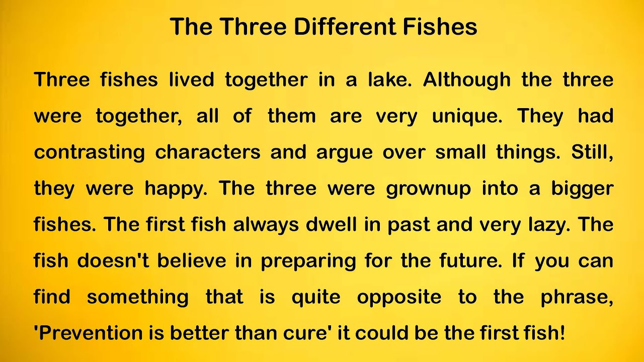 Simple English Story Reading (The Three Different Fishes) | English ...