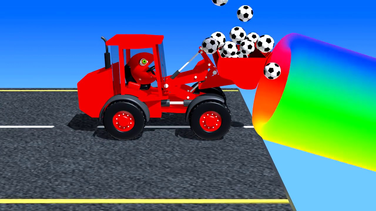 Tractor with balls on pac pac slide - YouTube